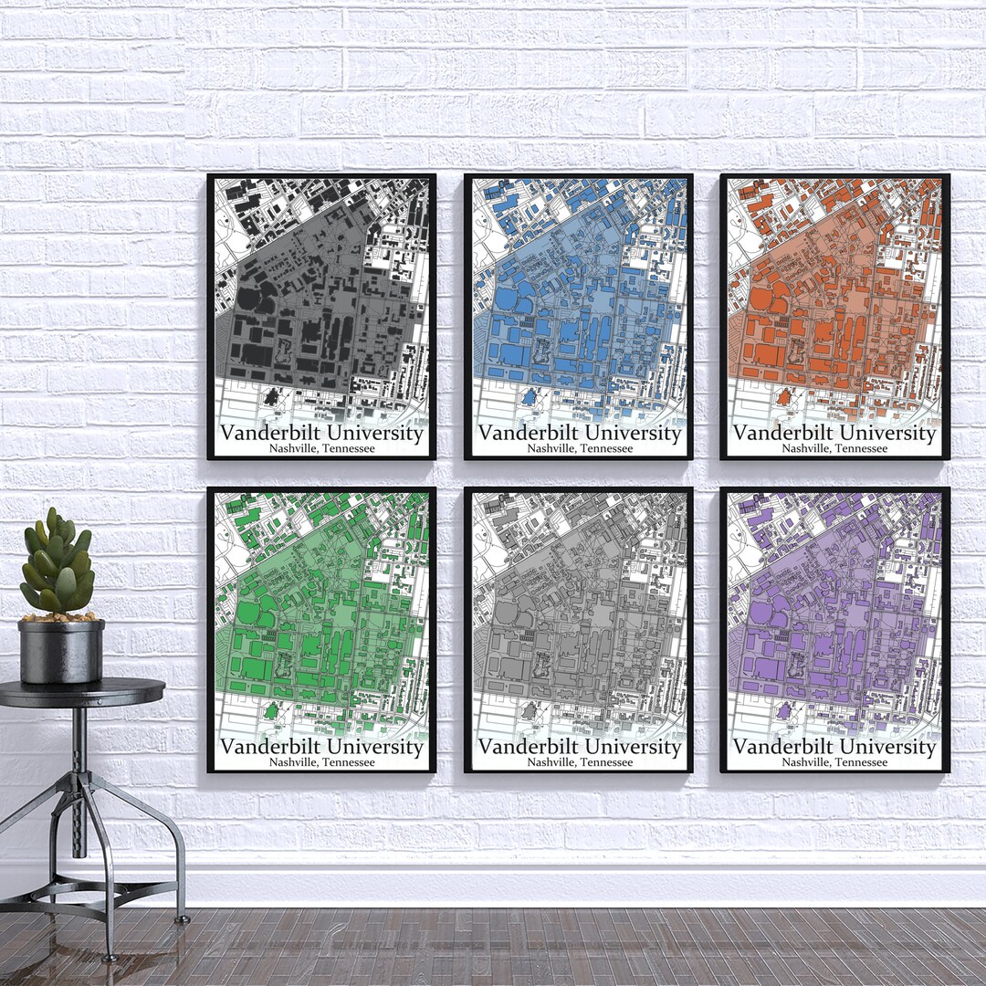 Colored Campus Map of Vanderbilt University and All Its Roads - Etsy