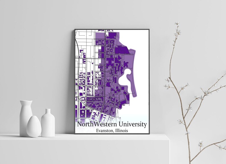 Colored Map of Northwestern University Campus Map and All Its Roads - Etsy