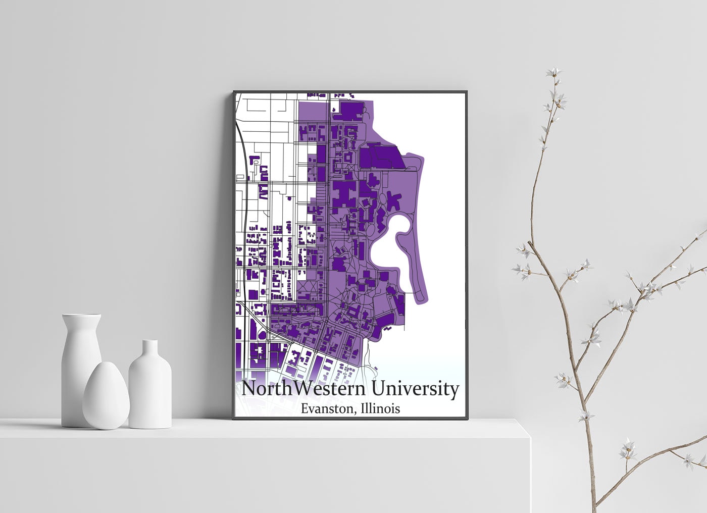 Colored Map of Northwestern University Campus Map and All Its Roads - Etsy