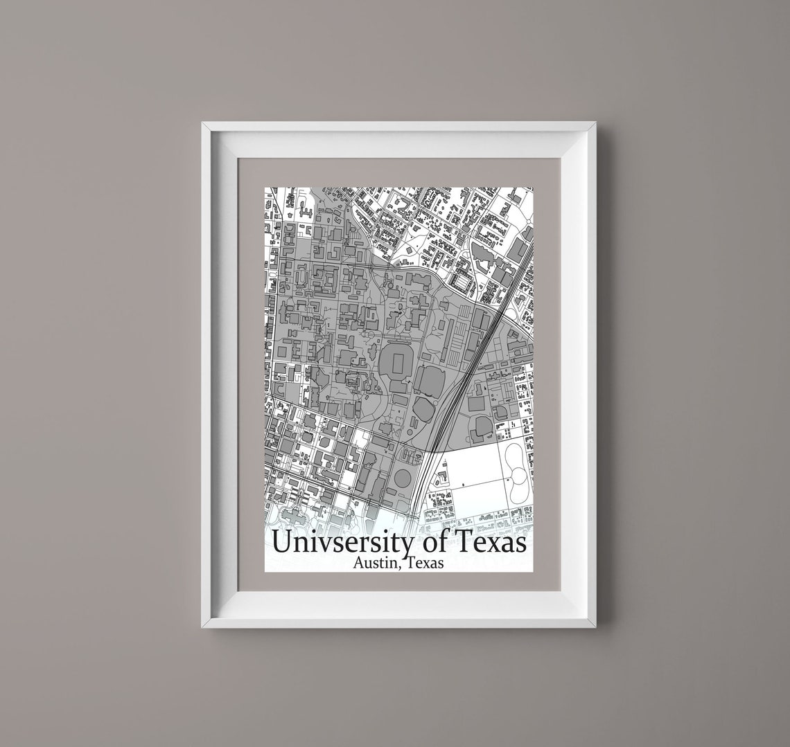 Colored Campus Map of University of Texas at Austin and All | Etsy