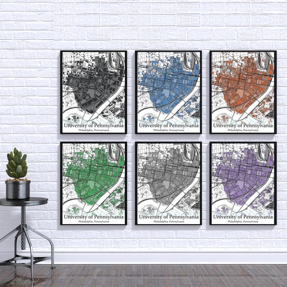 Colored Campus Map of University of Pennsylvania and All Its | Etsy