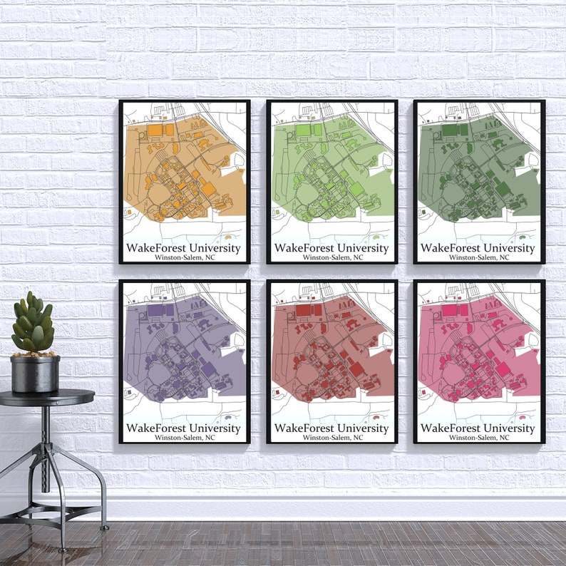 Colored Campus Map of Wake Forest University and All Its Roads - Etsy