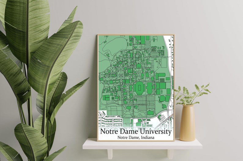 Colored Campus Map of Notre Dame University Campus and All Its - Etsy
