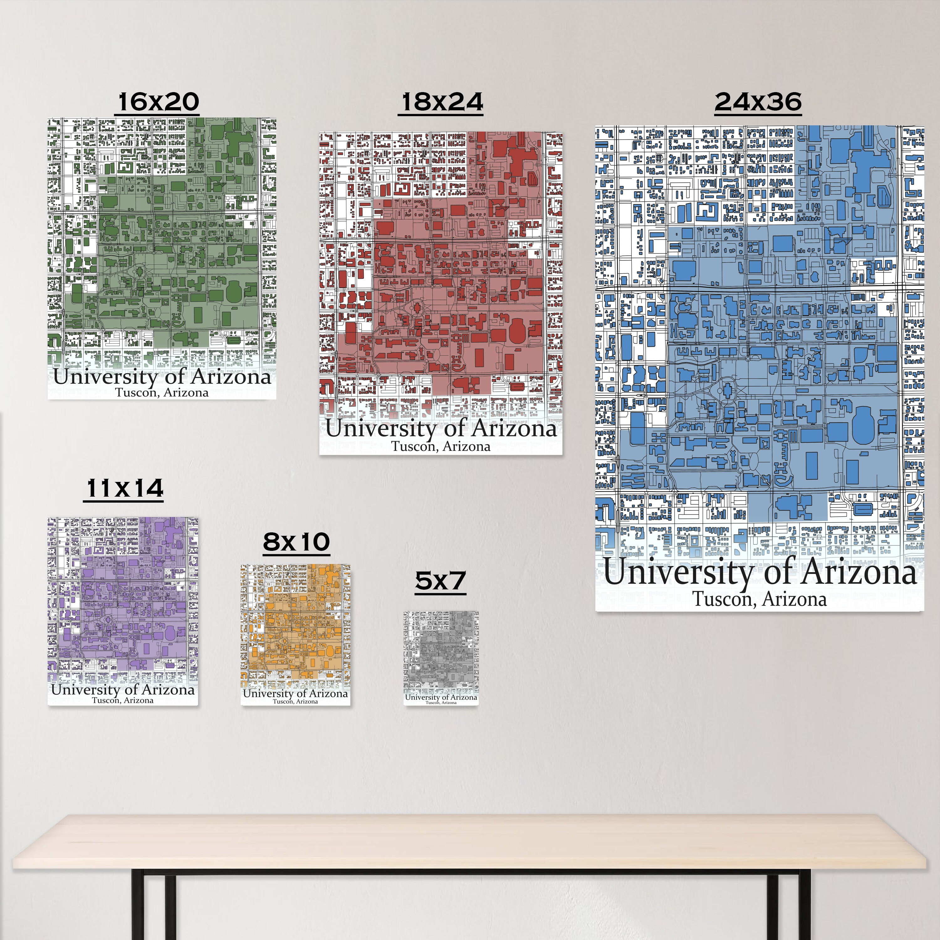 Colored Campus Map of University of Arizona and All Its Roads - Etsy