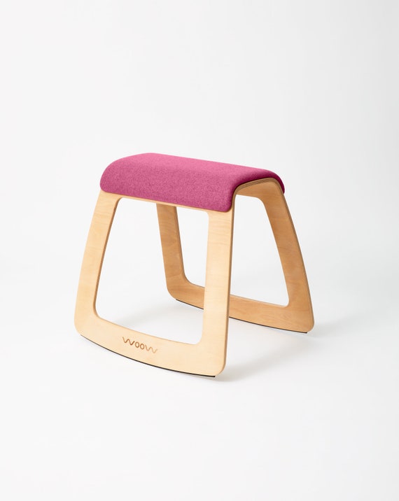 Ergonomic Chair Made of Wood H. Cm 57 Saddle Stool Swinging Effect. Cushion of Pure New Wool Pink Fuchsia Eco friendly and Made in Italy Etsy