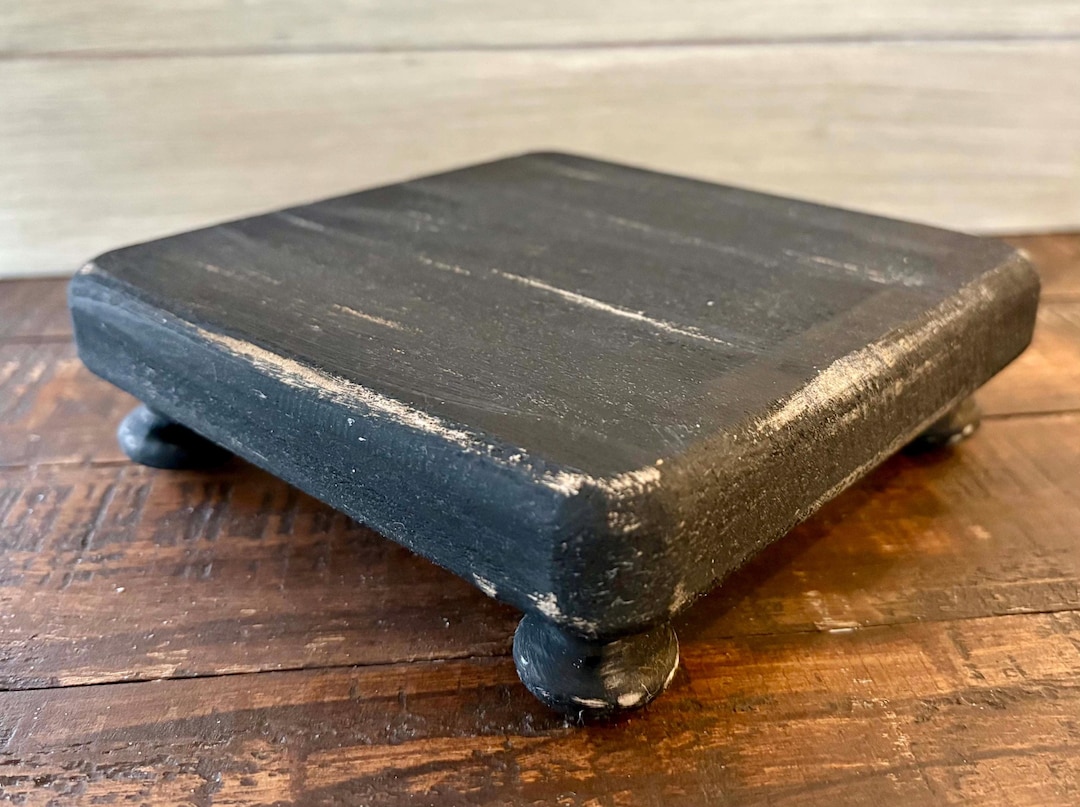 Wood Riser, Distressed Black Display Stand, 6” Square - Etsy