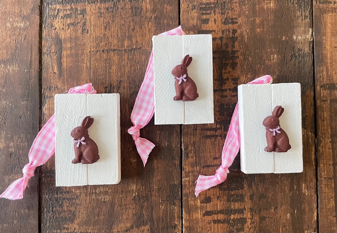 Set of 3 Mini Chocolate Bunny Ornaments, Easter Decor - Etsy