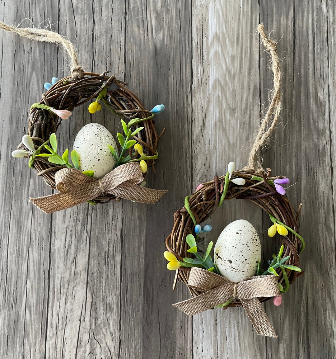 Set of 2 Mini Grapevine Wreath Ornament/spring/easter - Etsy