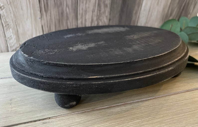 Wood Riser Display Stand Distressed Black 7 Oval - Etsy