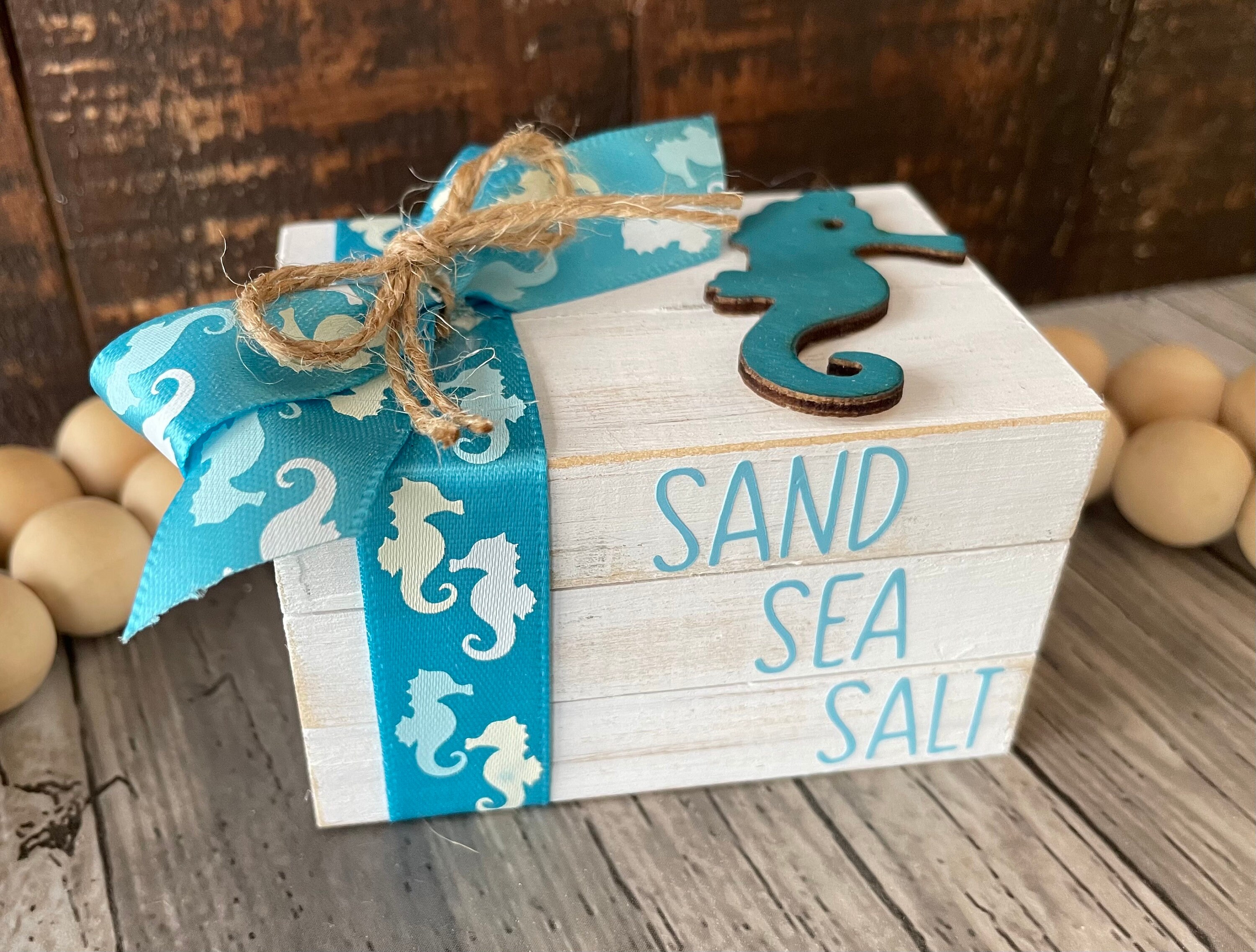 Coastal/nautical Book Stack Starfish Seahorse - Etsy