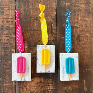 Set of 3 Mini Popsicle Ornaments, Summer Decor, Rainbow Ice Pops - Etsy