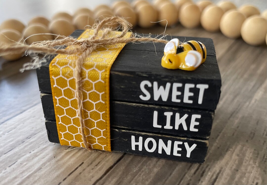 MINIATURE Bee Book Stack, Bee Tiered Tray, Honey Decor - Etsy