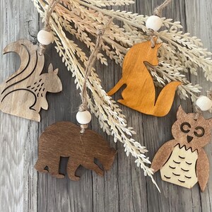 Set of 4 Rustic Woodland Animal Ornaments, Fall Decor - Etsy