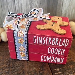 Gingerbread Book Stack, Tiered Tray, Christmas Decor - Etsy