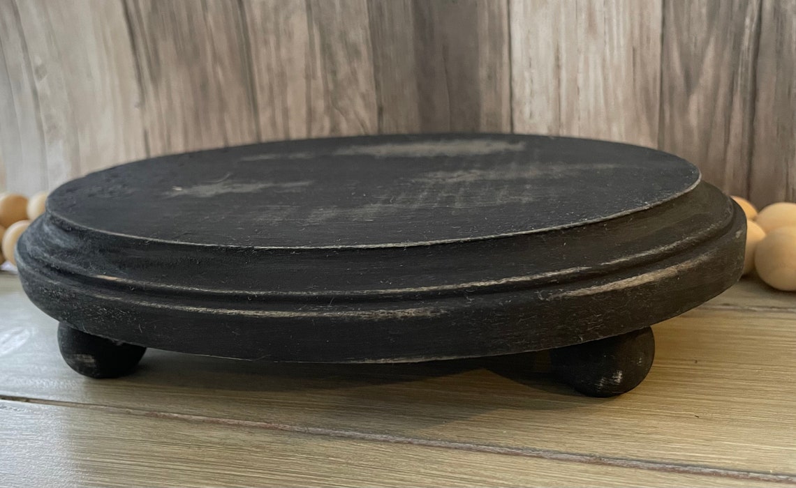 Wood Riser Display Stand Distressed Black 7 Oval - Etsy