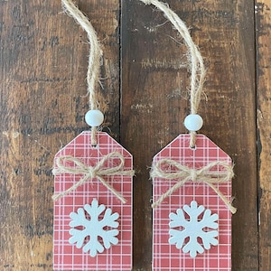 Set of 2 Snowflake Tag Ornaments, Wood Gift Tags, Christmas Gift Tag - Etsy
