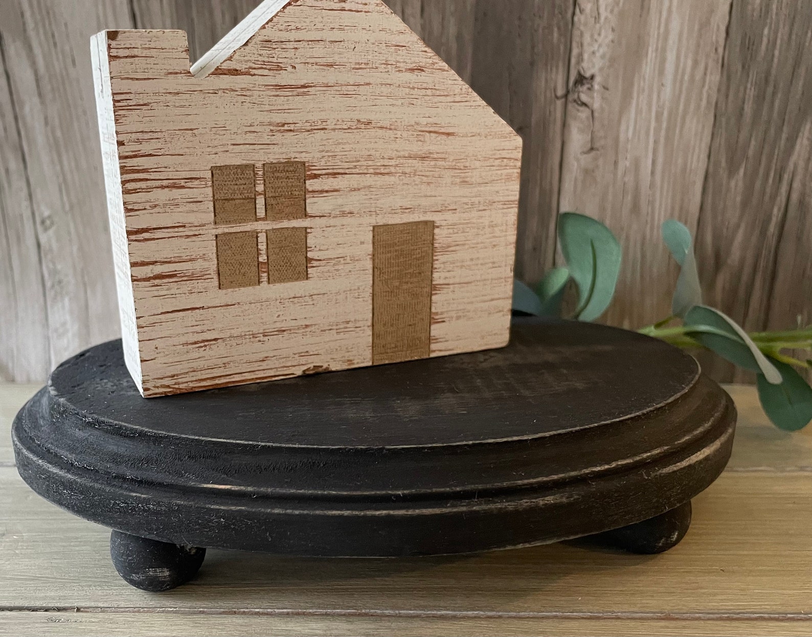 Wood Riser, Display Stand, Distressed Black 7" Oval - Etsy