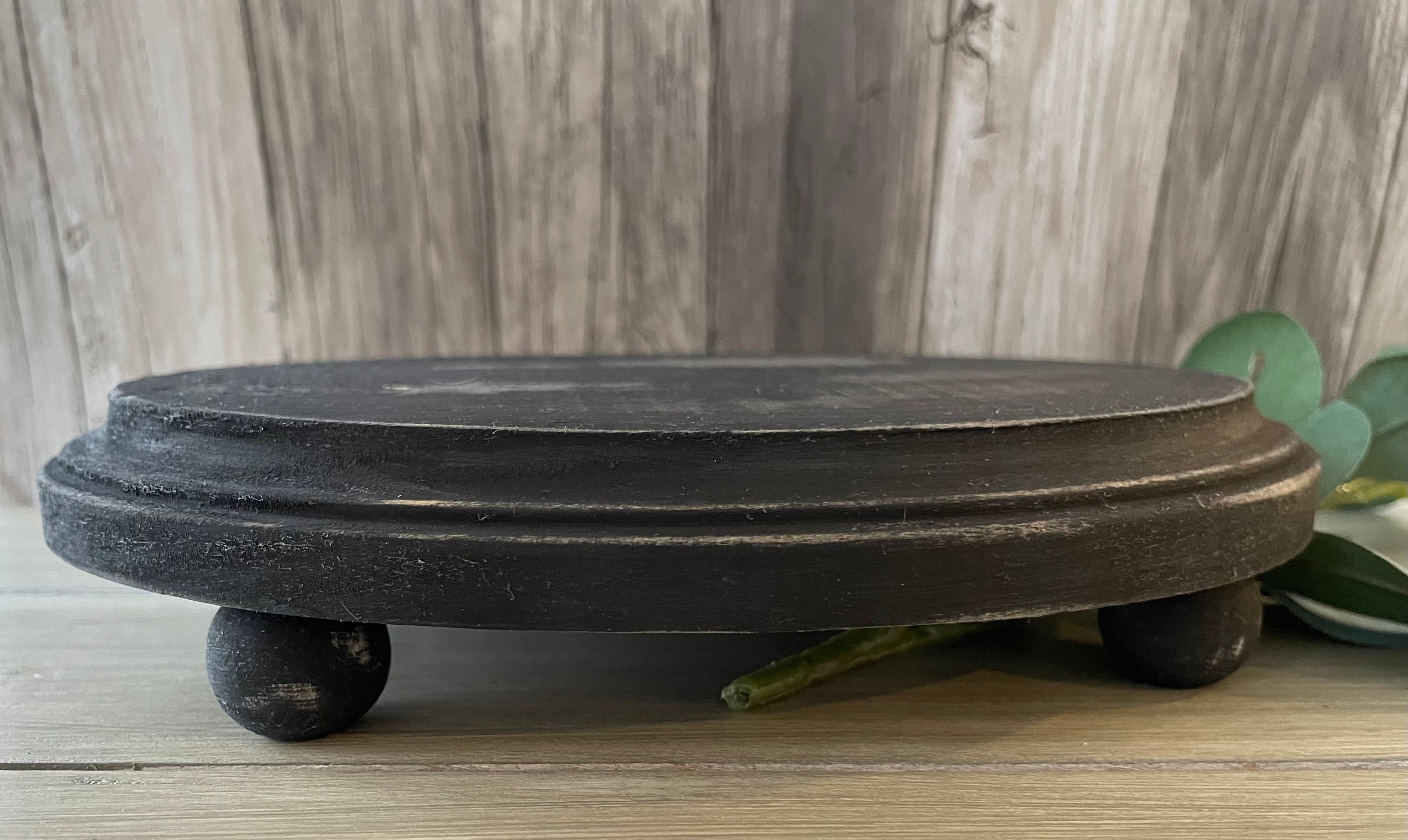 Wood Riser Display Stand Distressed Black 7 Oval - Etsy