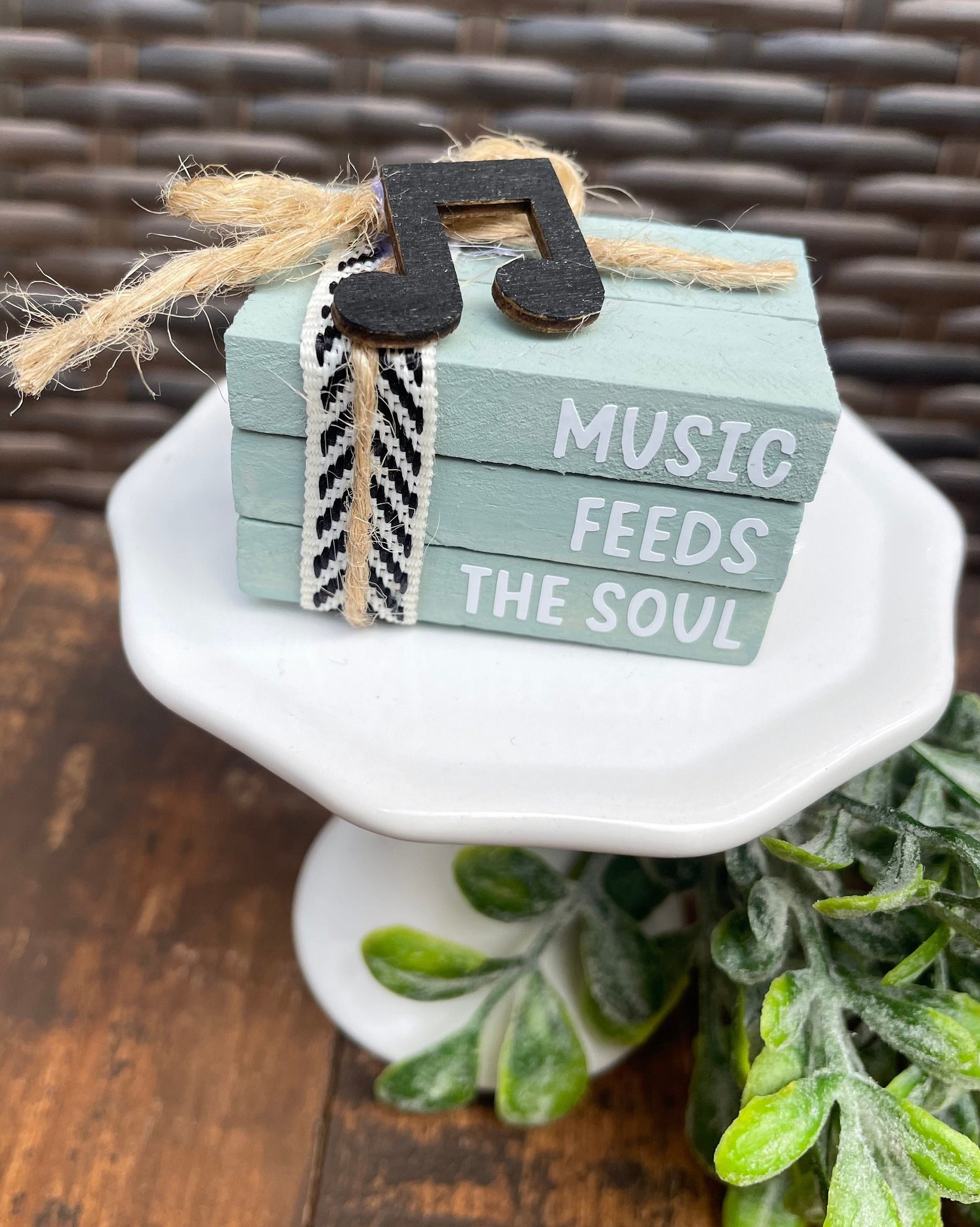 MINIATURE Book Stack/music Feeds the Soul - Etsy