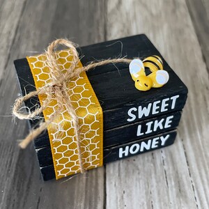MINIATURE Bee Book Stack, Bee Tiered Tray, Honey Decor - Etsy