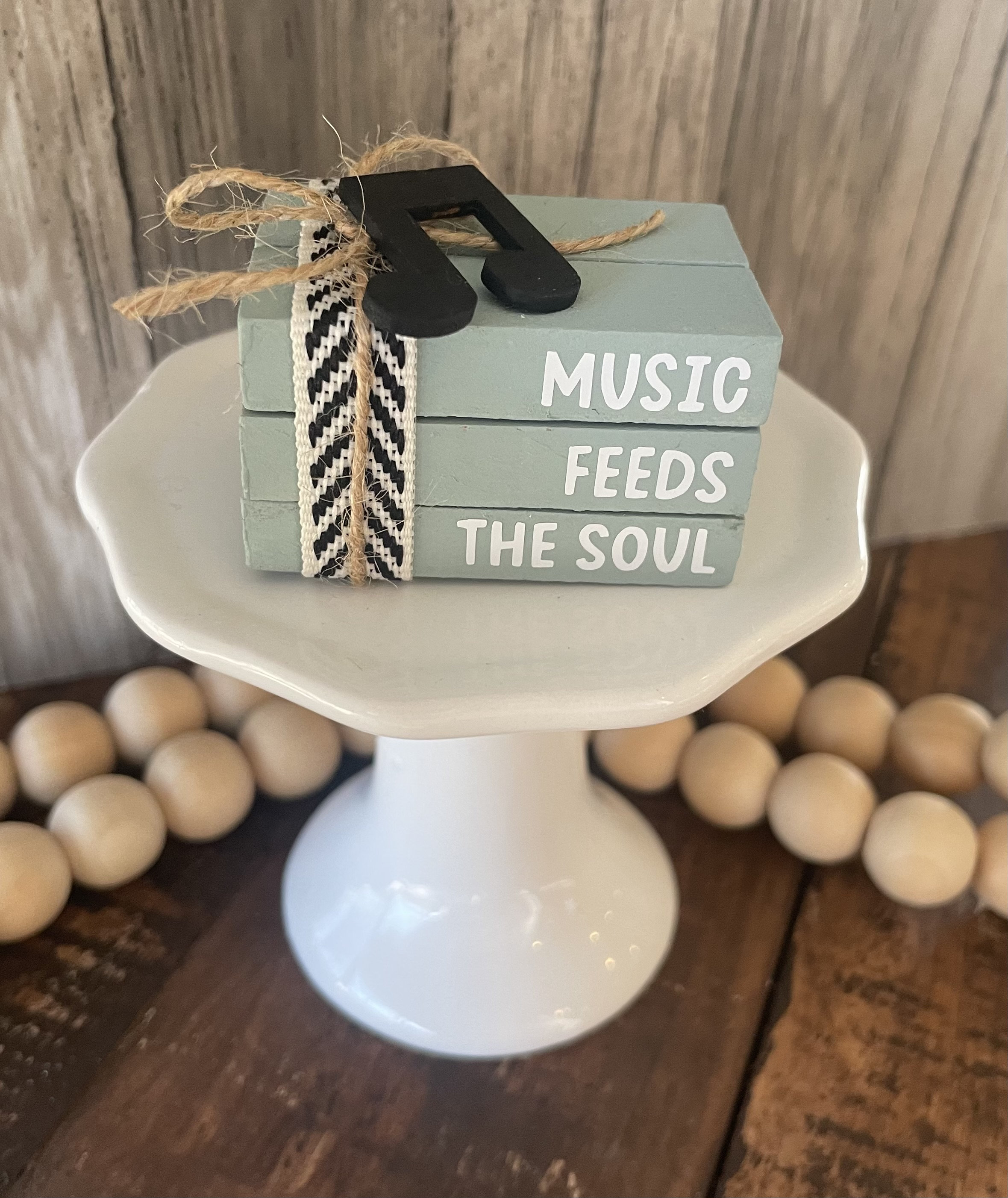 MINIATURE Book Stack/music Feeds the Soul - Etsy