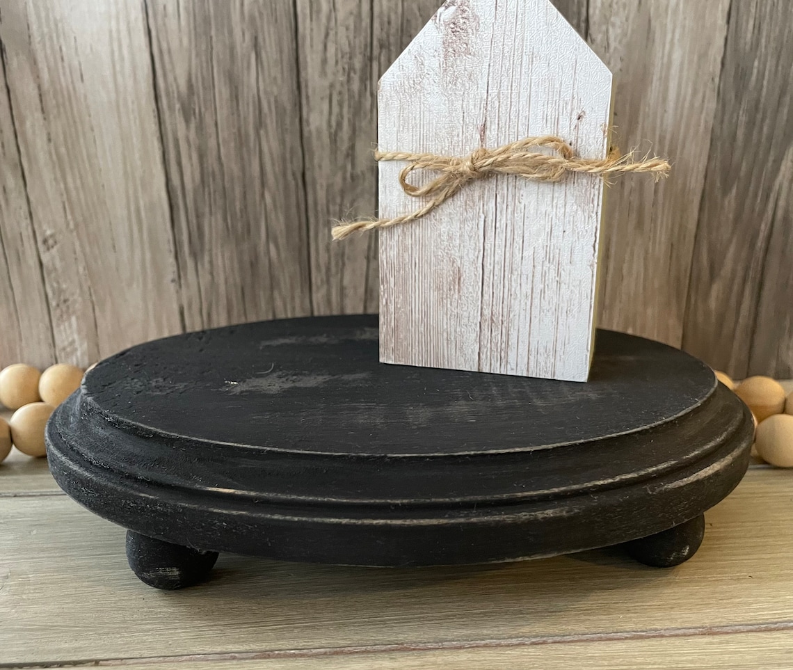 Wood Riser Display Stand Distressed Black 7 Oval - Etsy