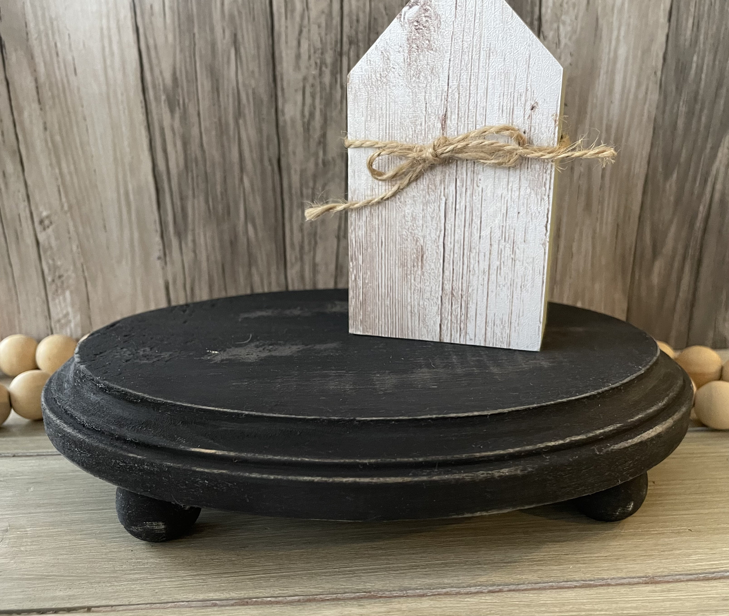 Wood Riser Display Stand Distressed Black 7 Oval - Etsy