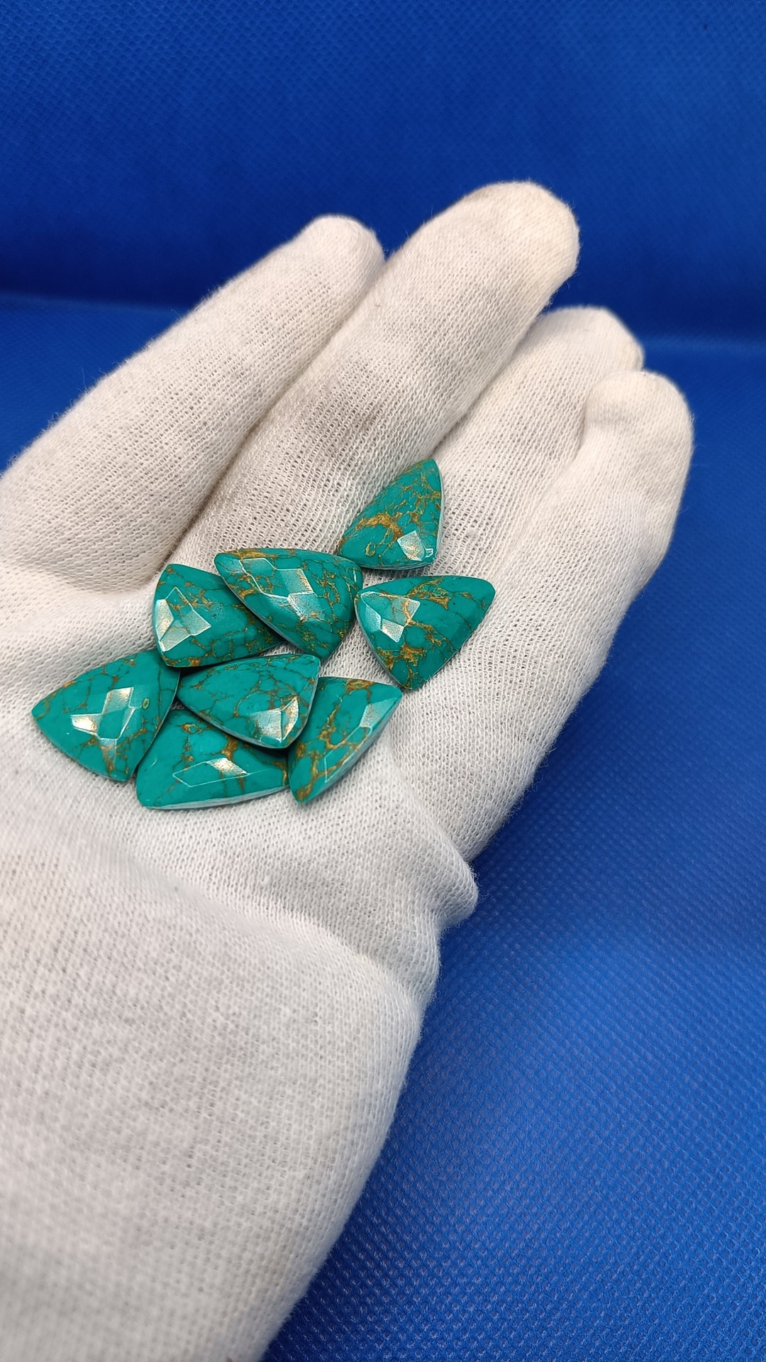 Green Turquoise, Long Triangle Pairs With Both Side Checker Cut ...