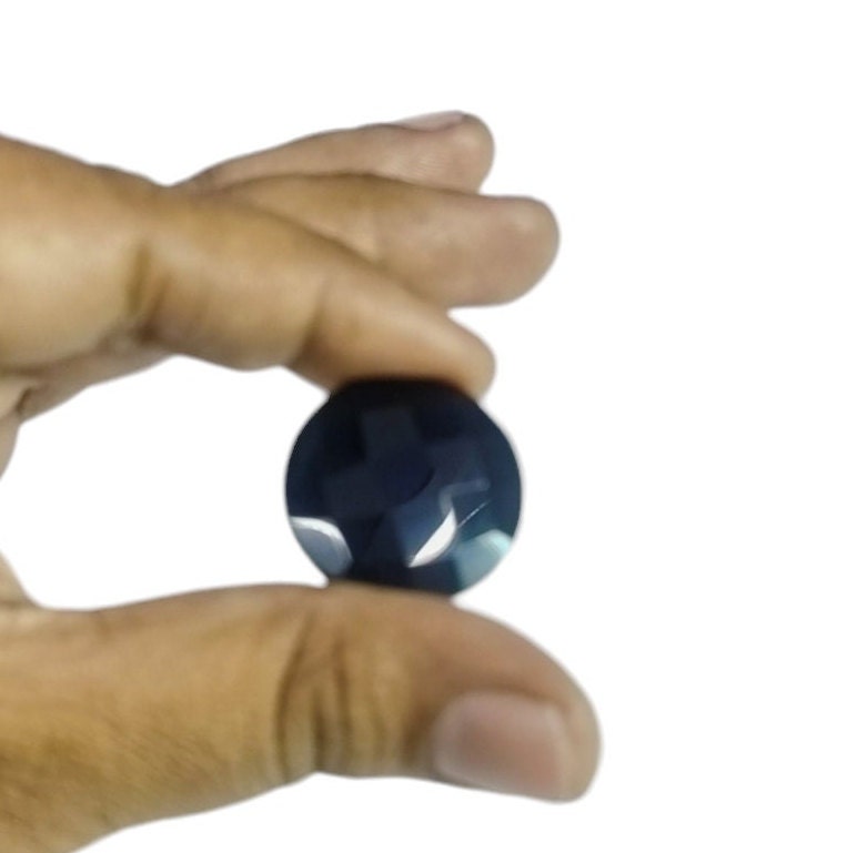 25 MM Checker Cut Big Size Round of Black Onyx - 30.40 Carat 1 Pc. - Etsy