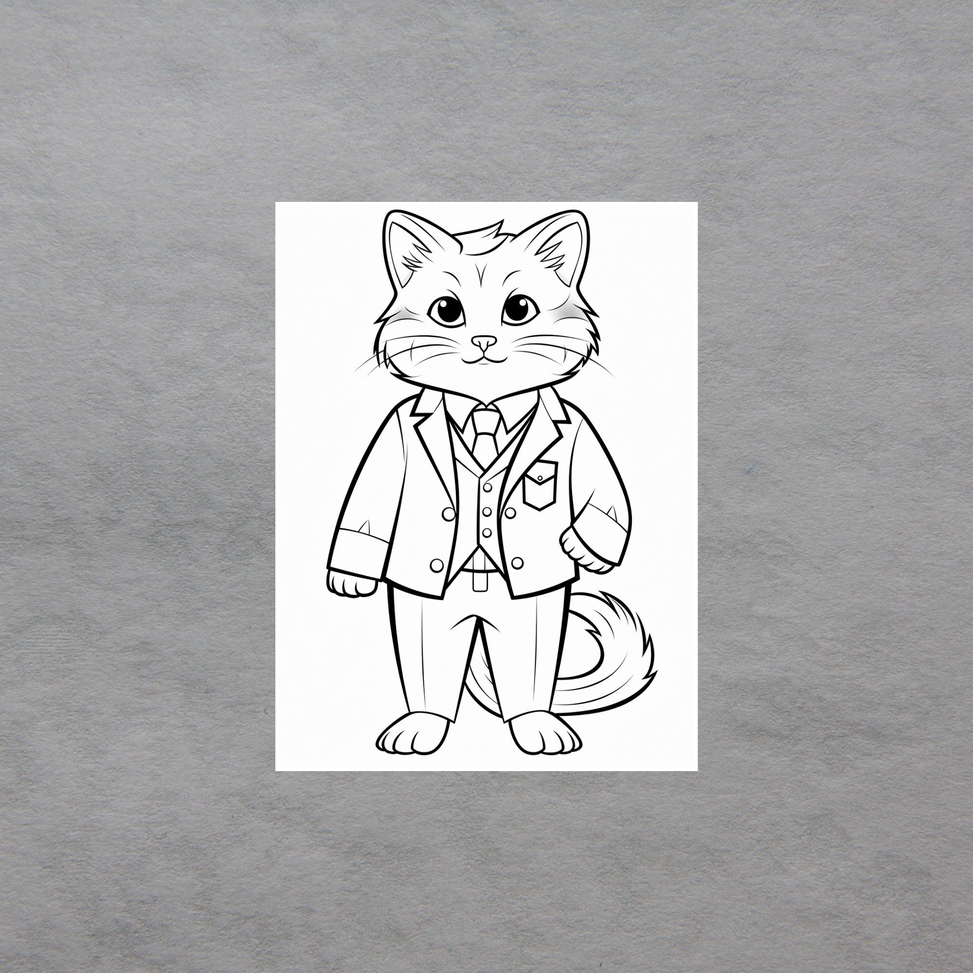 Cats in Clothing! 15 Printable Relaxing Dressed up Cat Coloring Pages ...