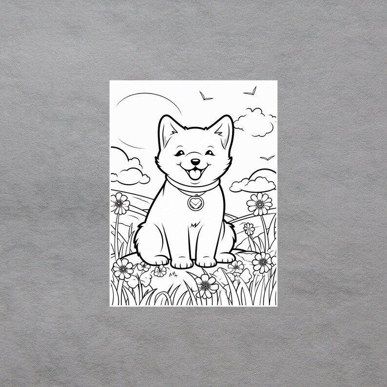 Cats and Dogs Printable Coloring Pages for Kids and Adults: 50 Coloring ...