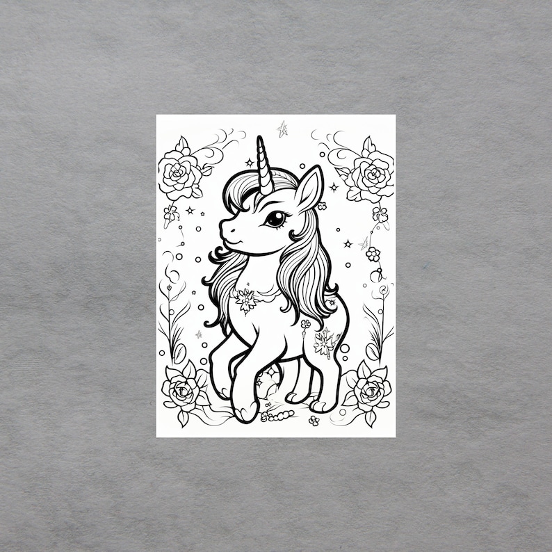 Unicorn Coloring Printable Book Pages Ages 4-12: 50 Fantasy Kawaii ...