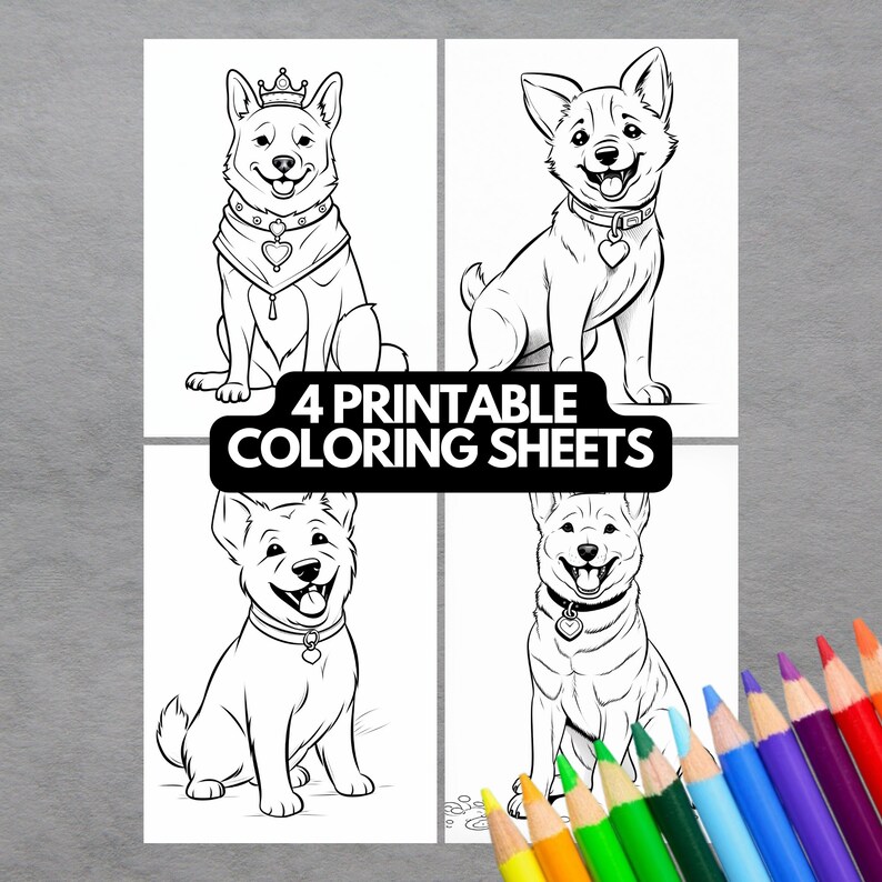 Shiba Inu Coloring Pages, Instant Download Digital Coloring E-book Full ...