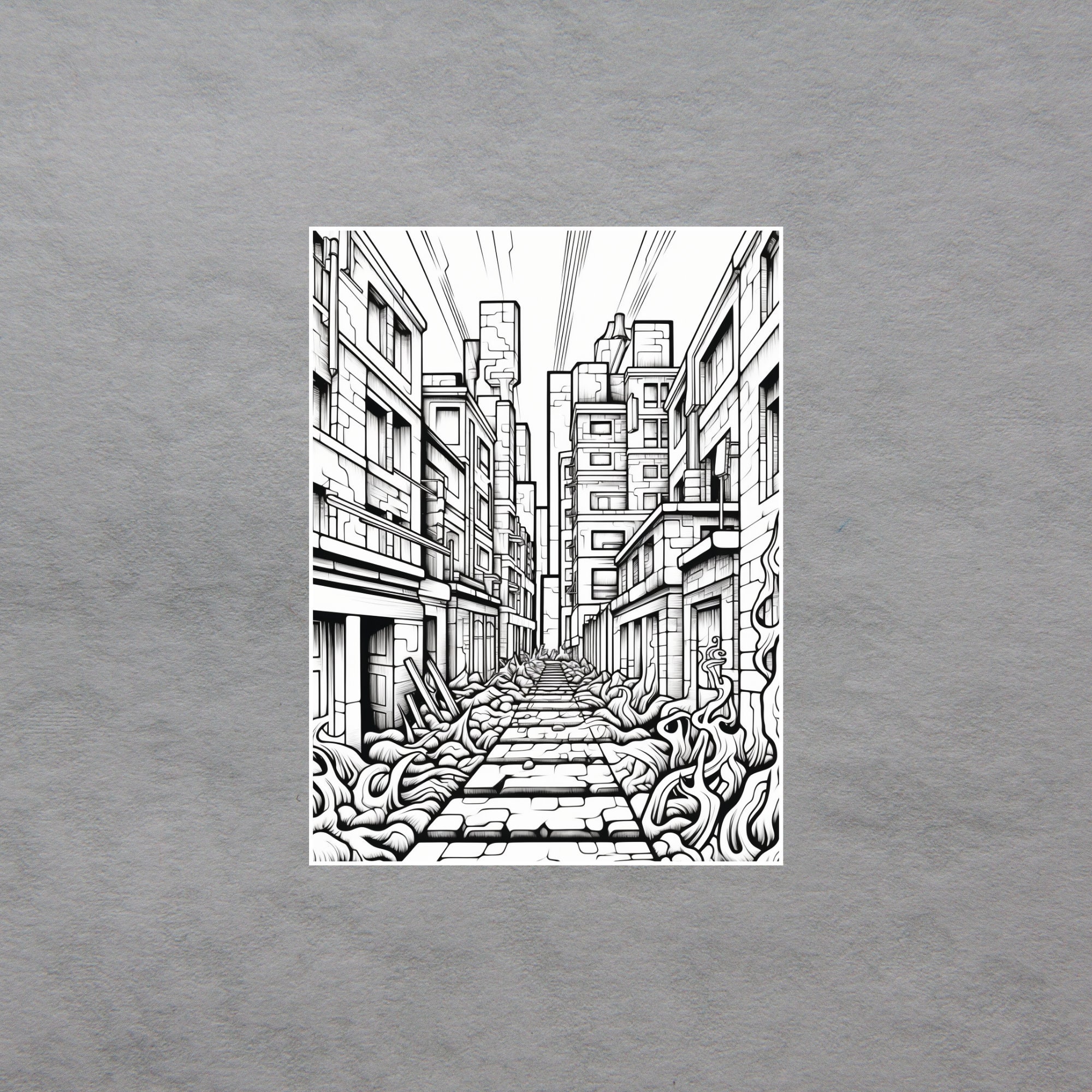 Street Scenes Colouring Pages for Adults - Urban City Streets Empty ...