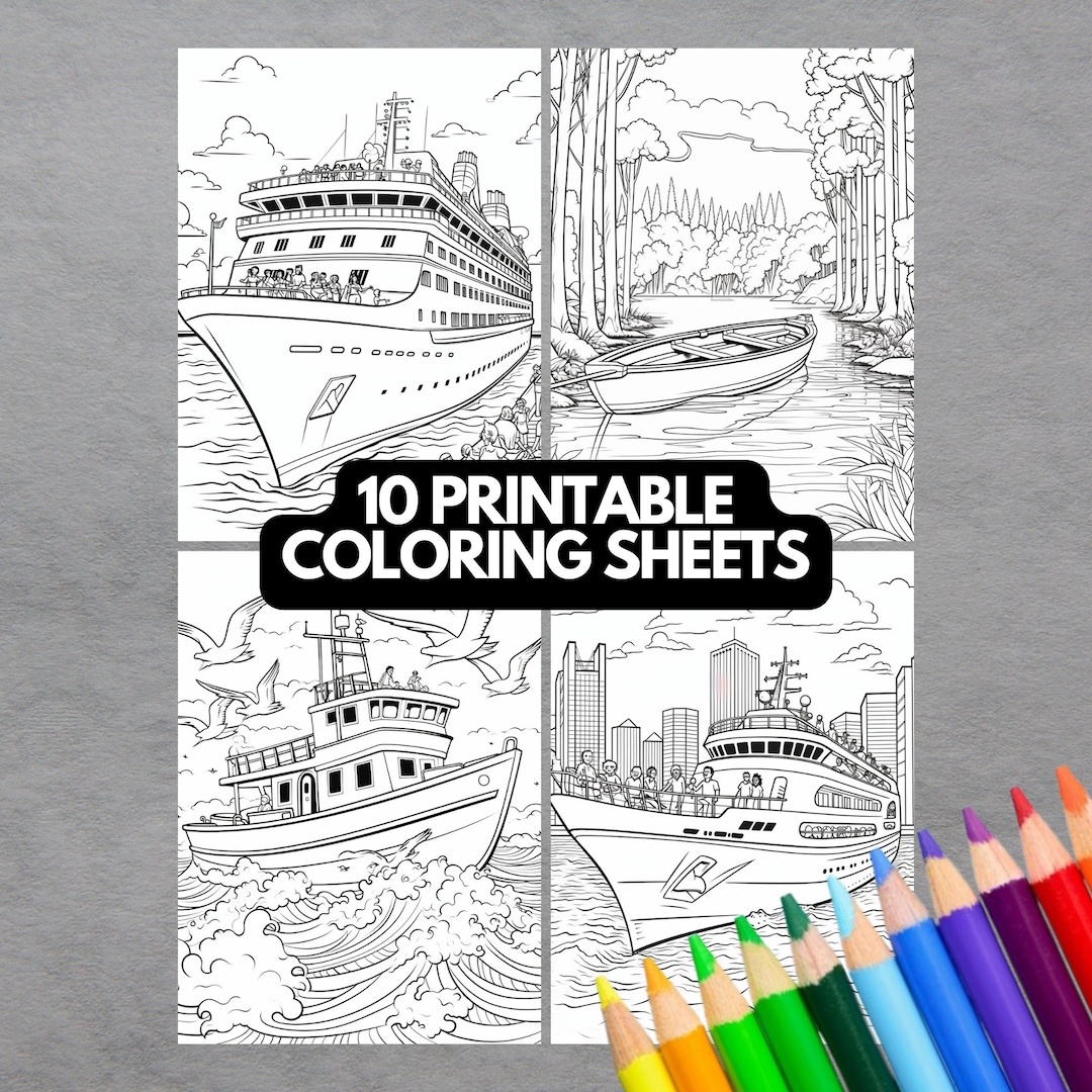 Ship Coloring Pages, Boat Coloring Pages, Ship PDF, Ship Printables ...