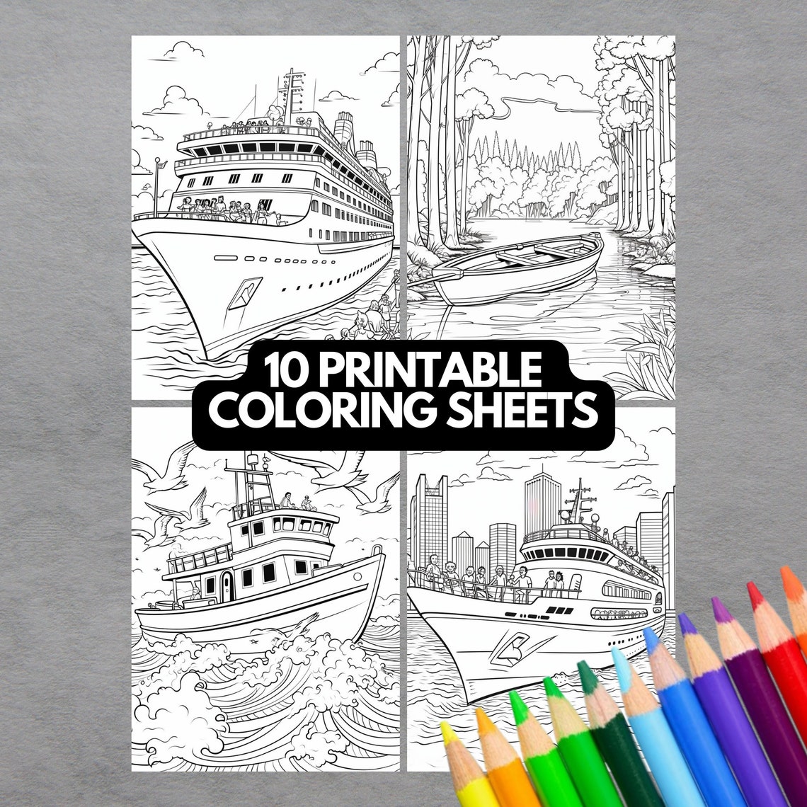 Ship Coloring Pages, Boat Coloring Pages, Ship PDF, Ship Printables ...