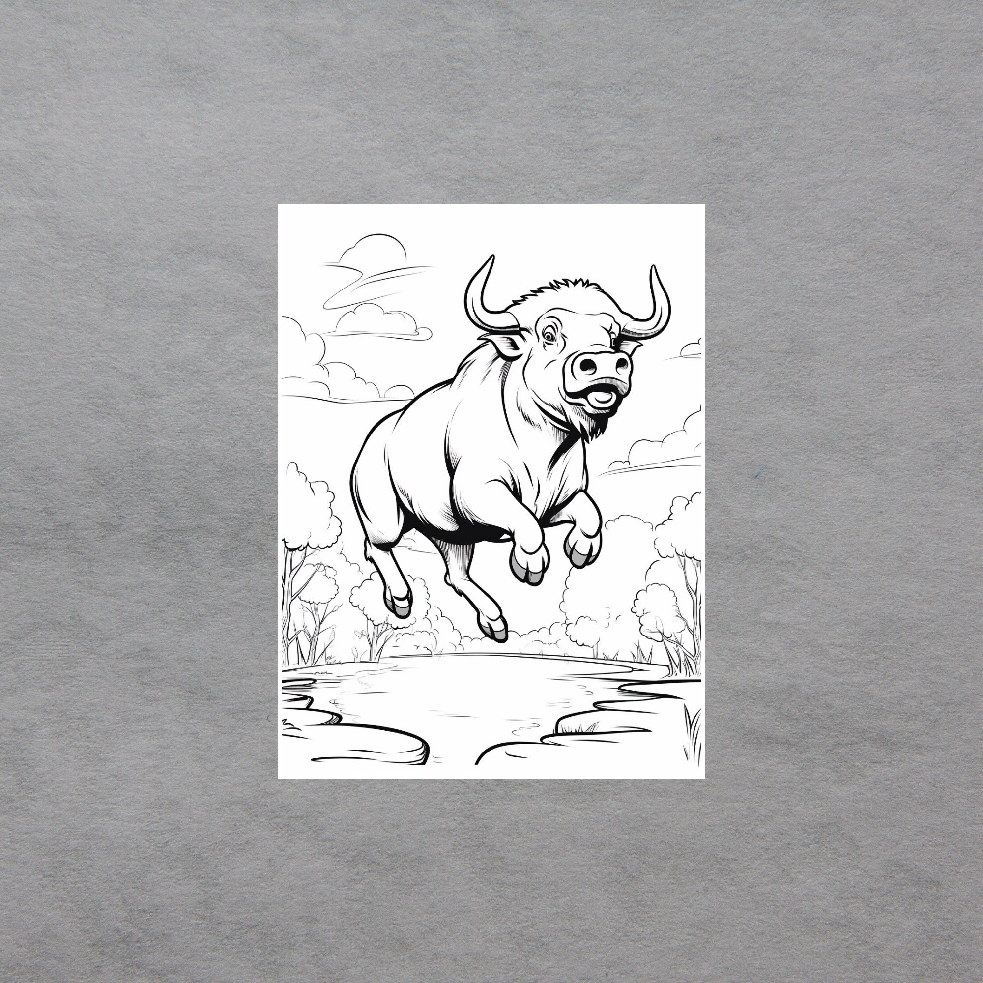 10 Coloring Pages Bison Coloring Book for Adults, Animal Coloring Pages ...