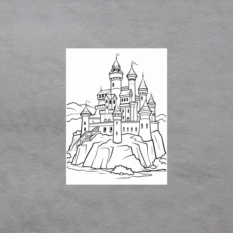 Fantasy Castle Coloring Book, Printable PDF, Fairytale Landscape ...