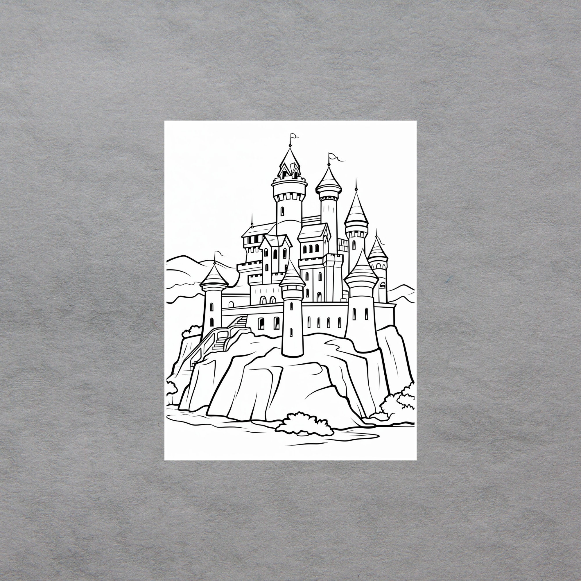 Fantasy Castle Coloring Book, Printable PDF, Fairytale Landscape ...