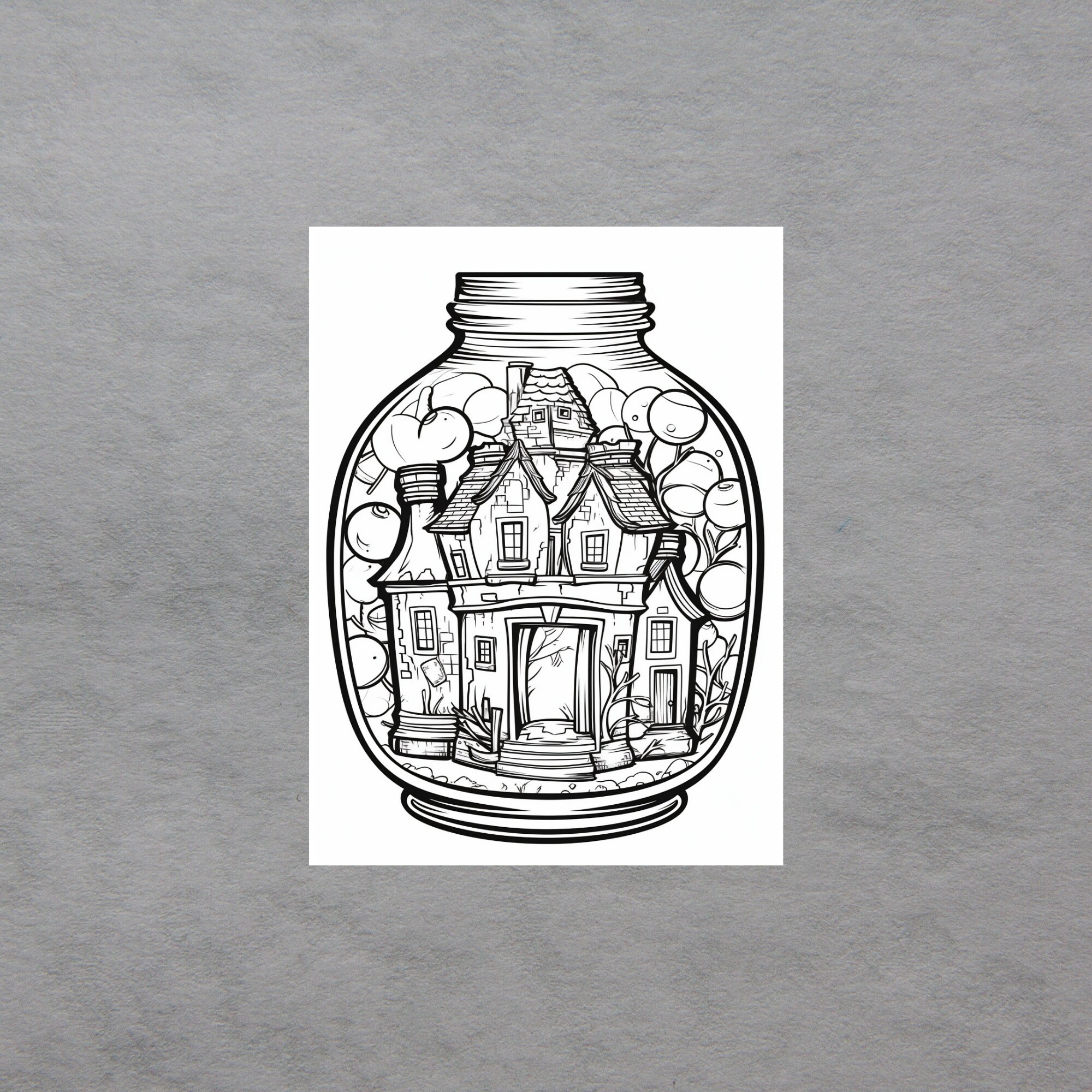 Fantasy Houses in Jars Coloring Book, Printable Coloring Pages, Fantasy ...