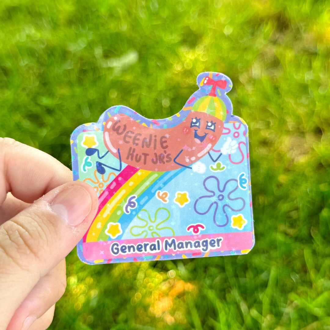 Hotdog Restaurant Manager Sticker | Holo Vinyl Sticker | Cute Cartoon ...