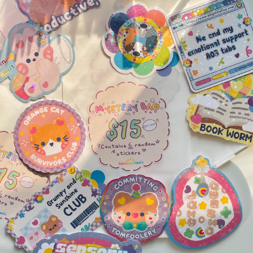 Sticker MYSTERY Grab Bag 6 Stickers per Bag Sticker Blind Bag Random ...