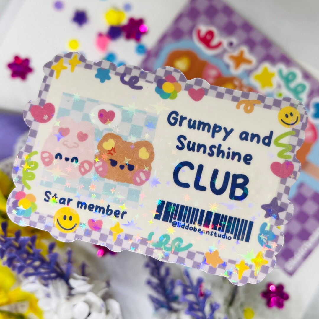 Grumpy Sunshine Trope Sticker Vinyl Sparkly Holo Sticker Library Card ...