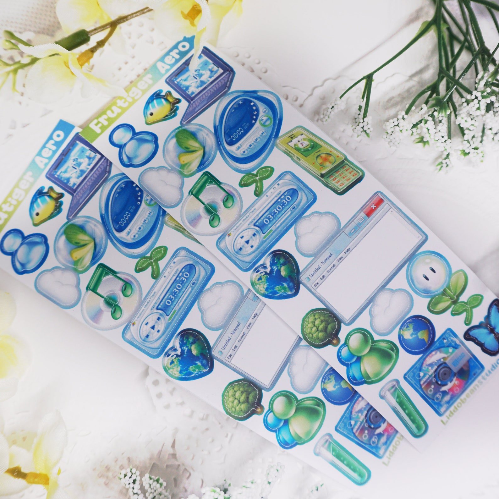 Frutiger Aero Deco Sticker Sheet Matte Vinyl Sticker Cute Sticker Deco ...