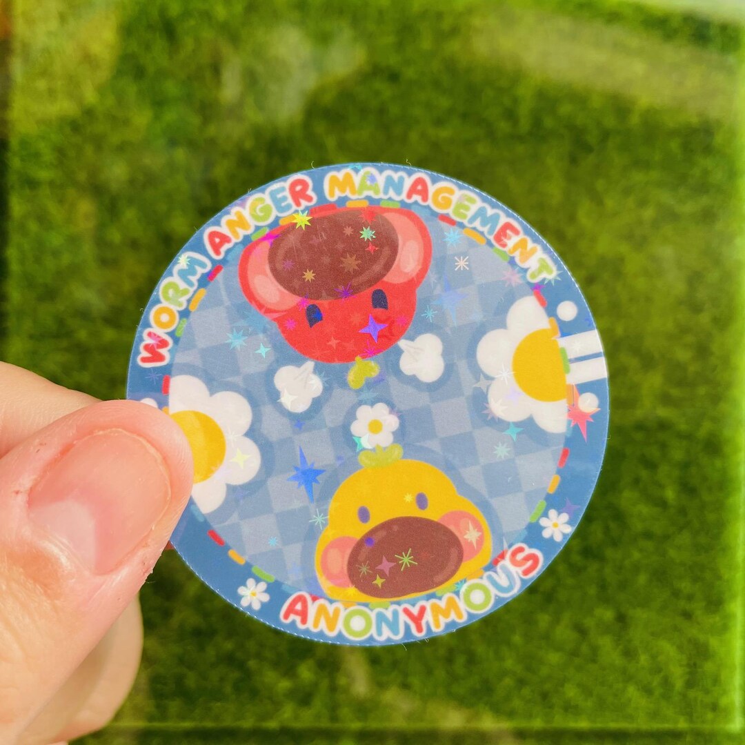 Angry Worm Sticker Vinyl Sparkly Holo Sticker Cute Sticker Meme Sticker ...