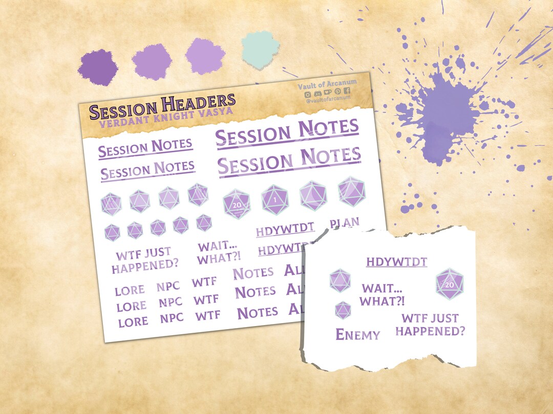 Verdant Knight Vasya Session Stickers | RPG Journaling Planner Stickers ...