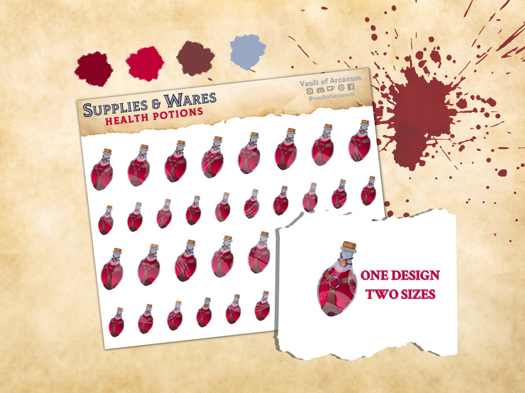 Health Potion Stickers | RPG Journaling Planner Stickers | Fantasy ...