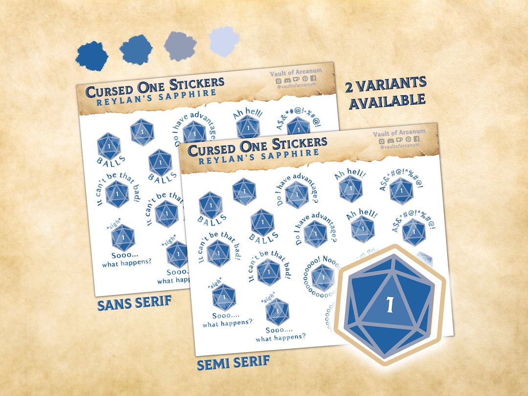 Nat 1 Dice Stickers - Reylan's Sapphire | Fantasy TTRPG Natural 1 ...