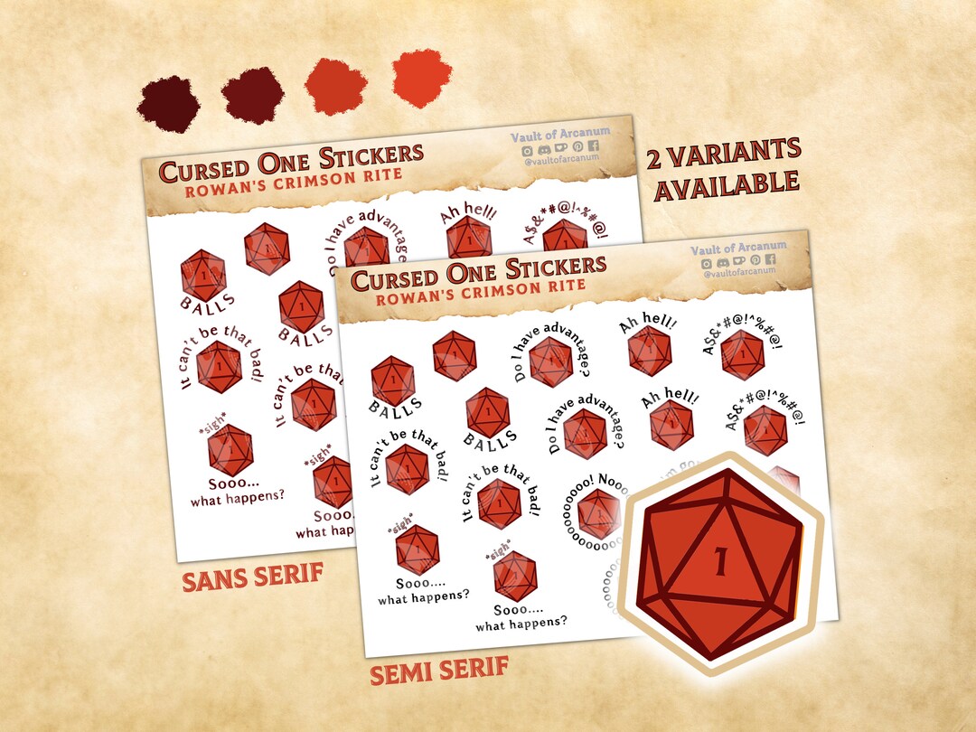 Cursed One Rowan's Crimson Rite | Nat 1 RPG Journaling Planner Stickers ...