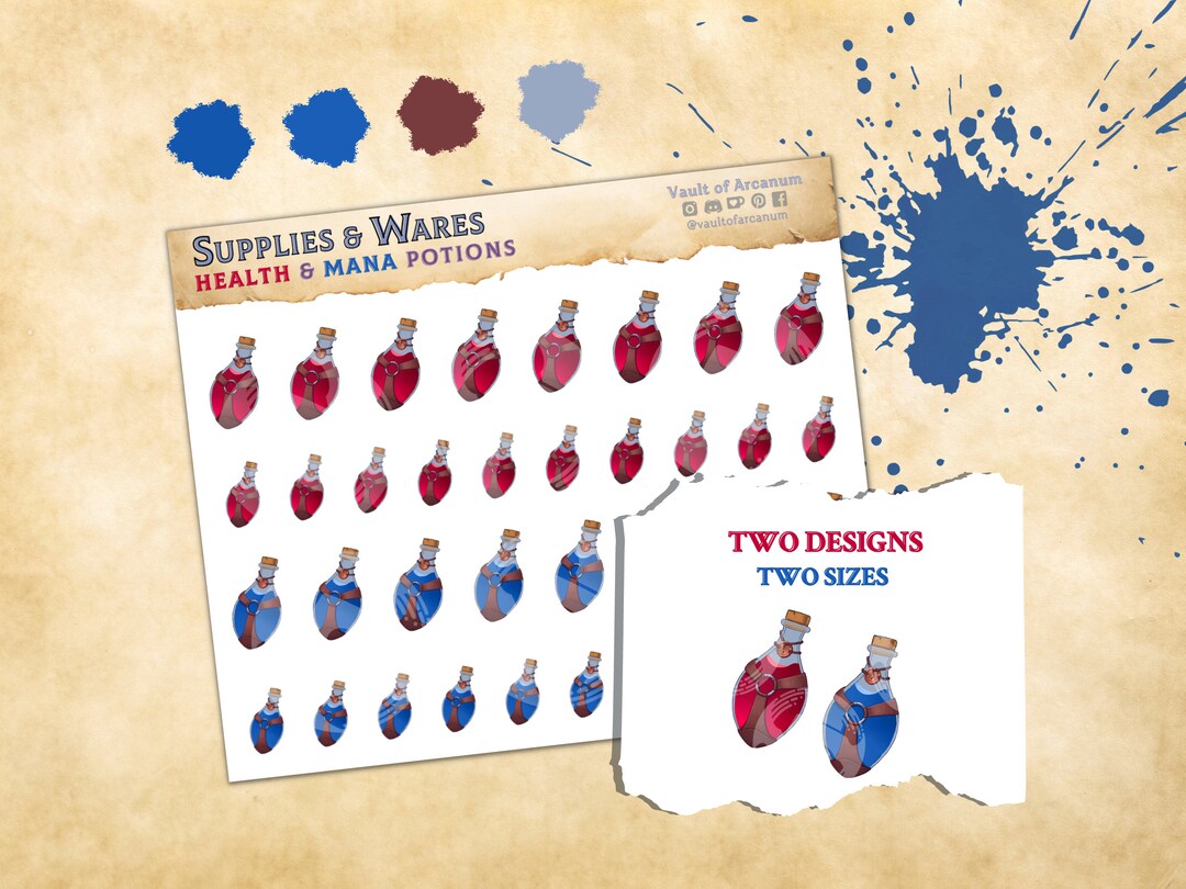 Health & Mana Potions Stickers | RPG Journaling Planner Stickers ...